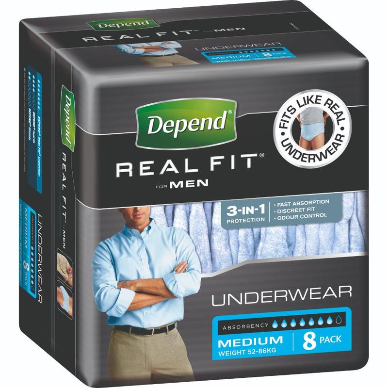 Depend REALFIT Medium Mens 8pk – Life Pharmacy