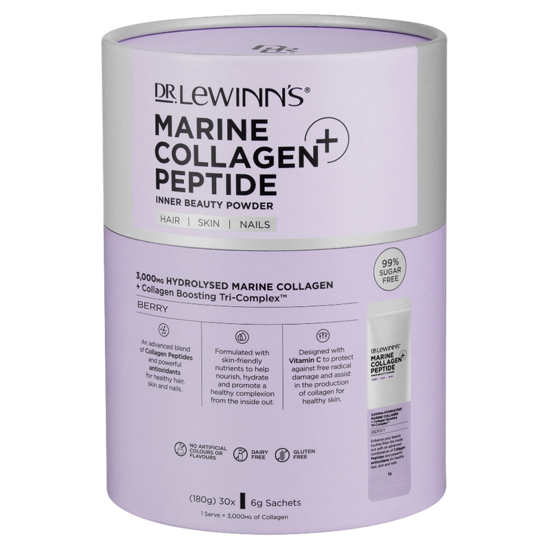 Dr LeWinn's Marine Collagen Peptide+ Inner Beauty Powder Berry 30x6g ...