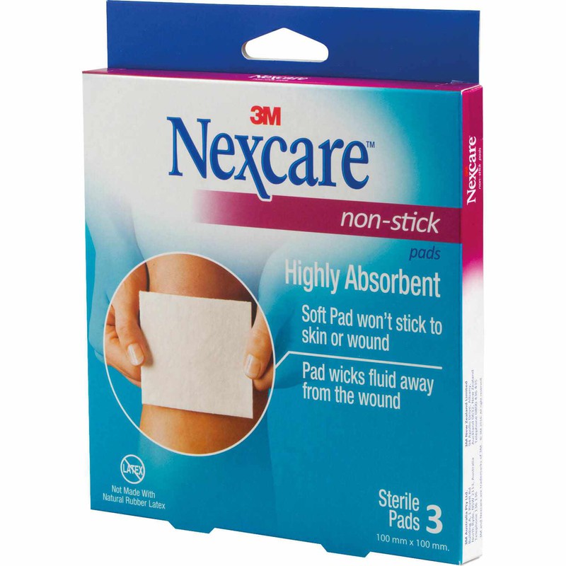 Nexcare Non Stick Pad 100mmx 100mm 3pk – Life Pharmacy