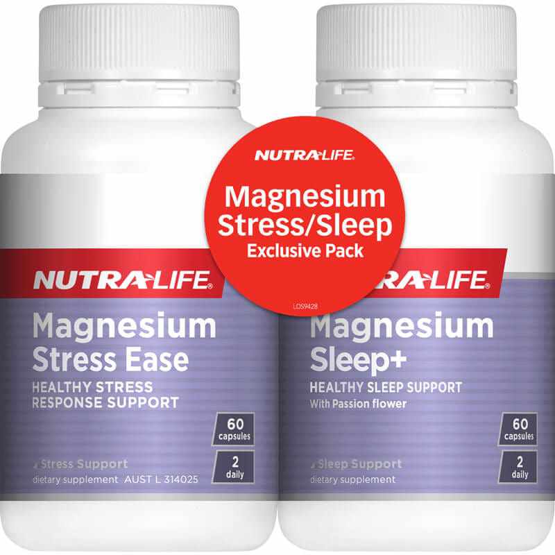 Nutra- Life Magnesium Stress Ease & Magnesium Sleep+ Capsules 60s + 60 ...