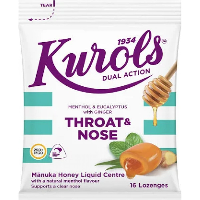 Kurols Dual Action Nose Lozenges Menthol & Ginger 16s – Life Pharmacy